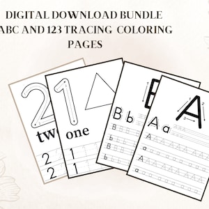 Digital Download Bundle Alphabet and Number Tracing Coloring Pages - Etsy