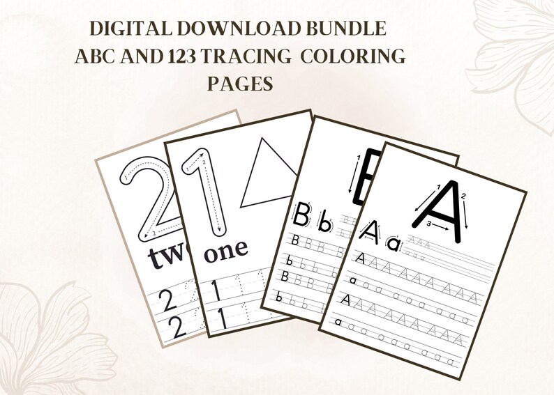 Digital Download Bundle Alphabet and Number Tracing Coloring Pages - Etsy