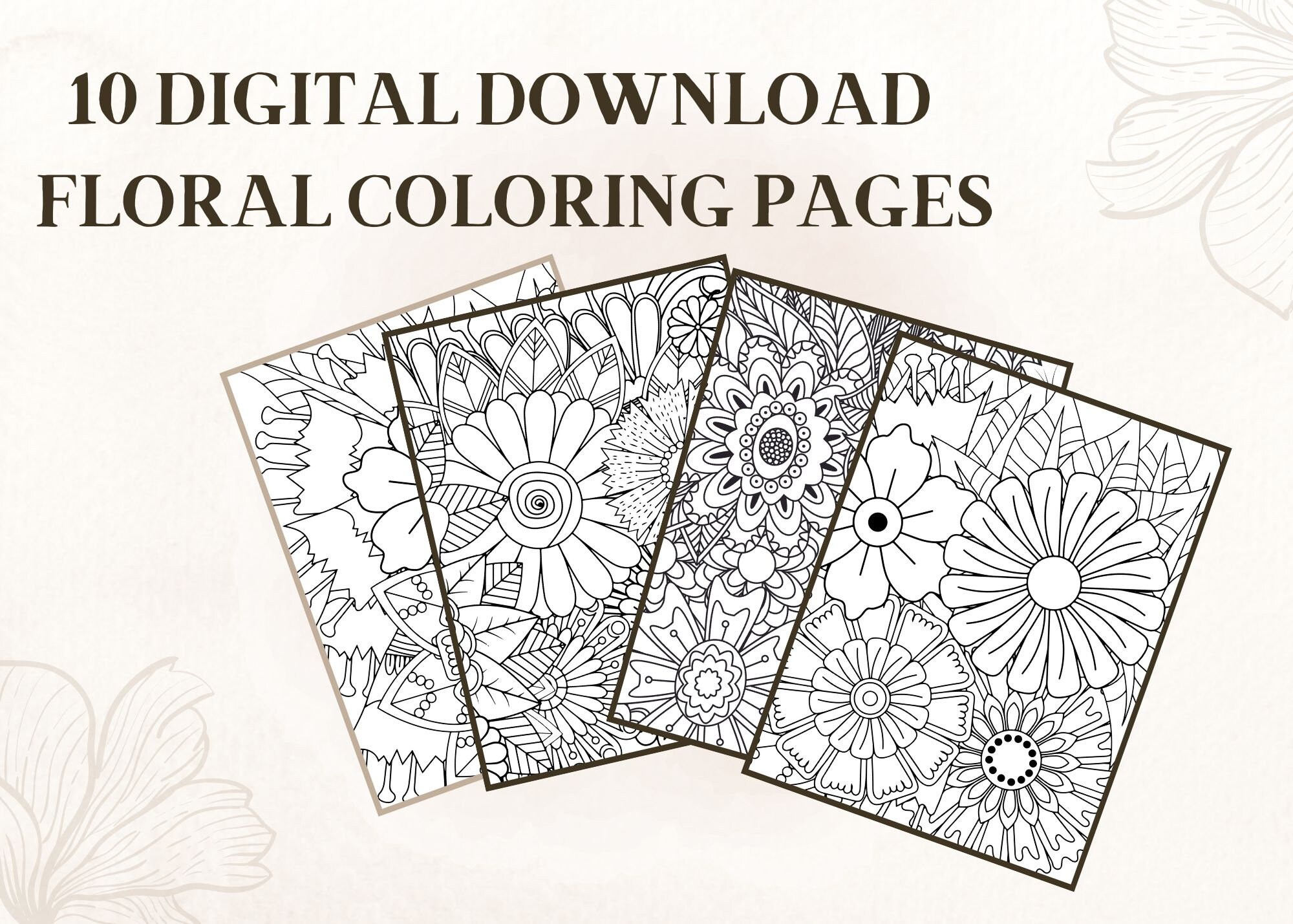 10 Digital Download Coloring Pages - Etsy