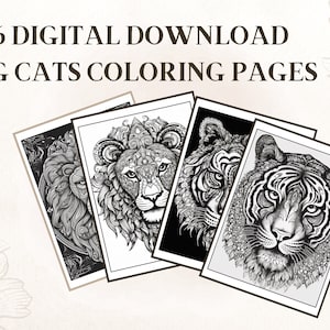 16 Digital Download Big Cat Coloring Pages - Etsy