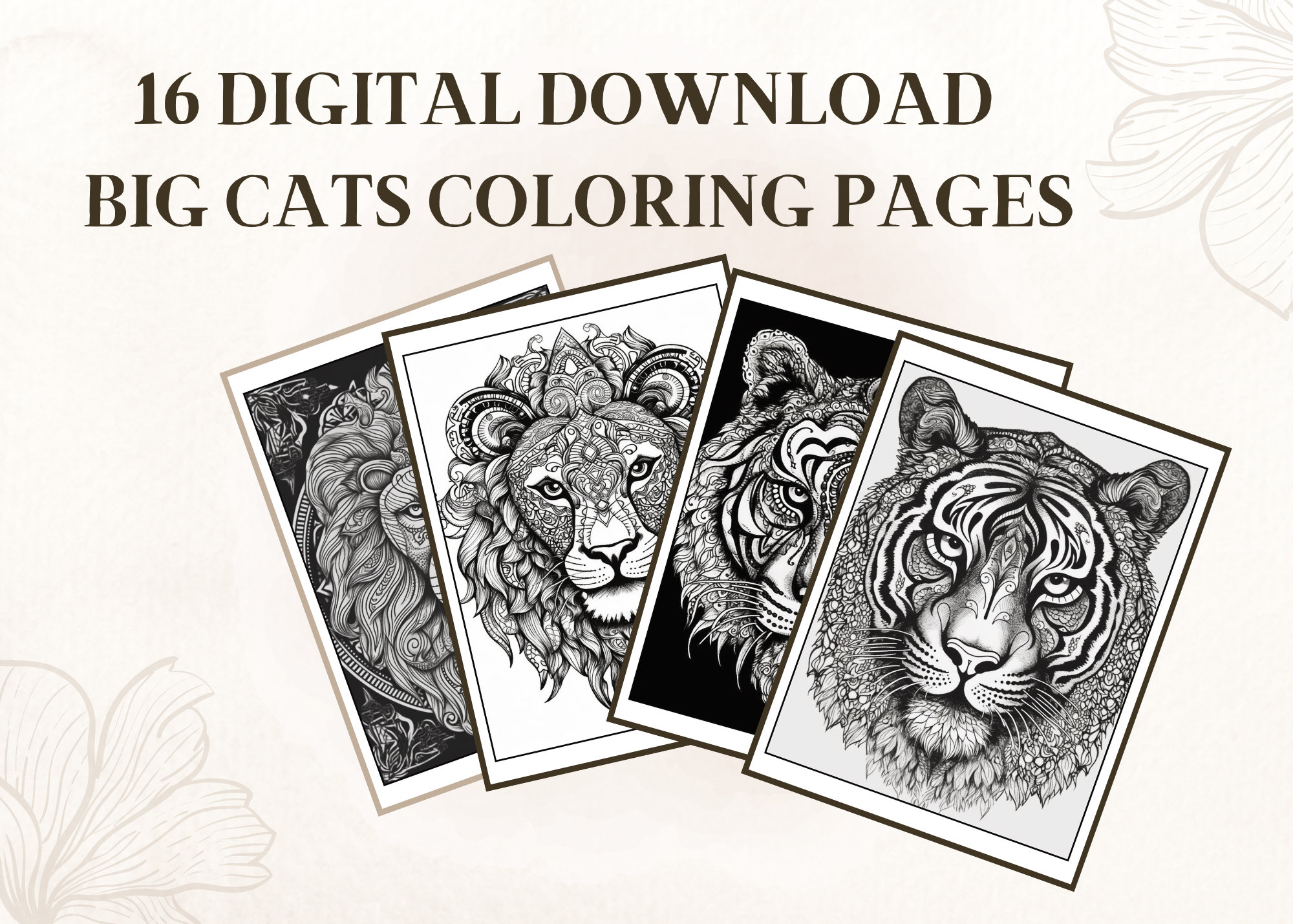 Digital Download Bundle Cat and Big Cat Coloring Pages - Etsy