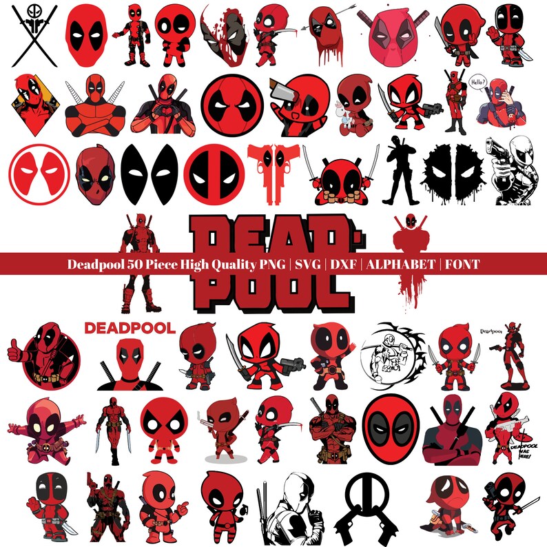 Deadpool Png, Deadpool Svg, Dxf, Deadpool Font, Alphabet, Numbers ...