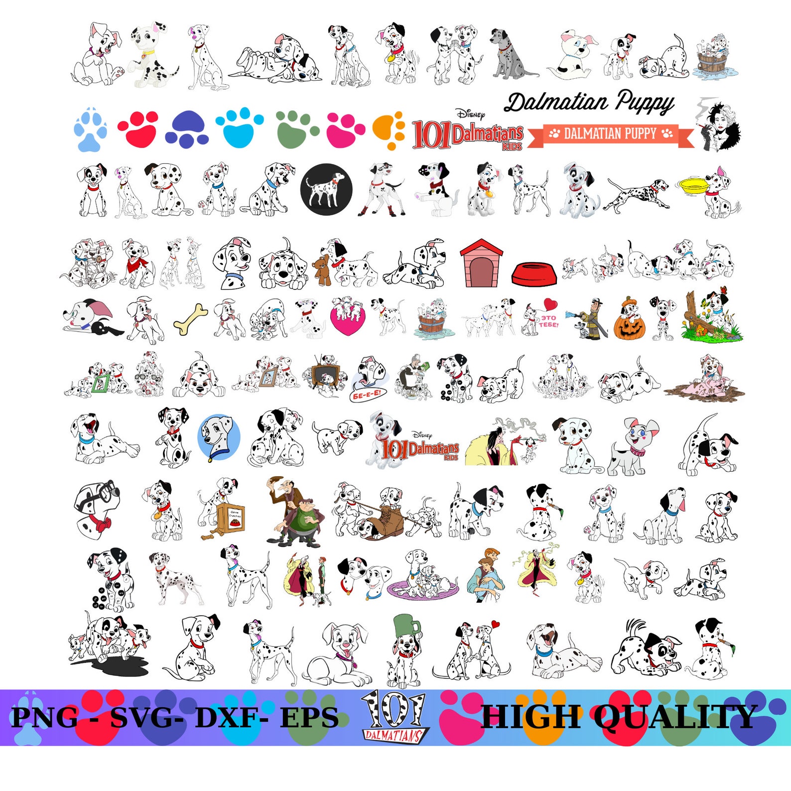 101 Dalmation Png, 101 Dalmation Svg, 101 Dalmation Cricut, 101 ...
