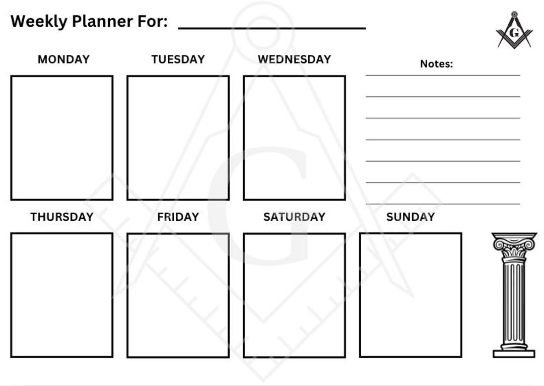 Weekly Planner Masonic, **INSTANT DOWNLOAD** This Printable Weekly ...