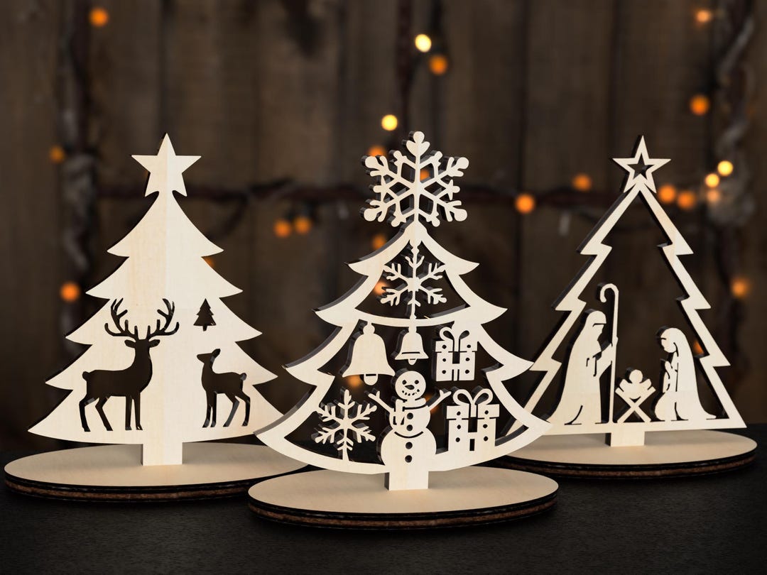 Christmas Tree Laser Cut Nativity Scene Decoration Set | 3 Minimalist ...