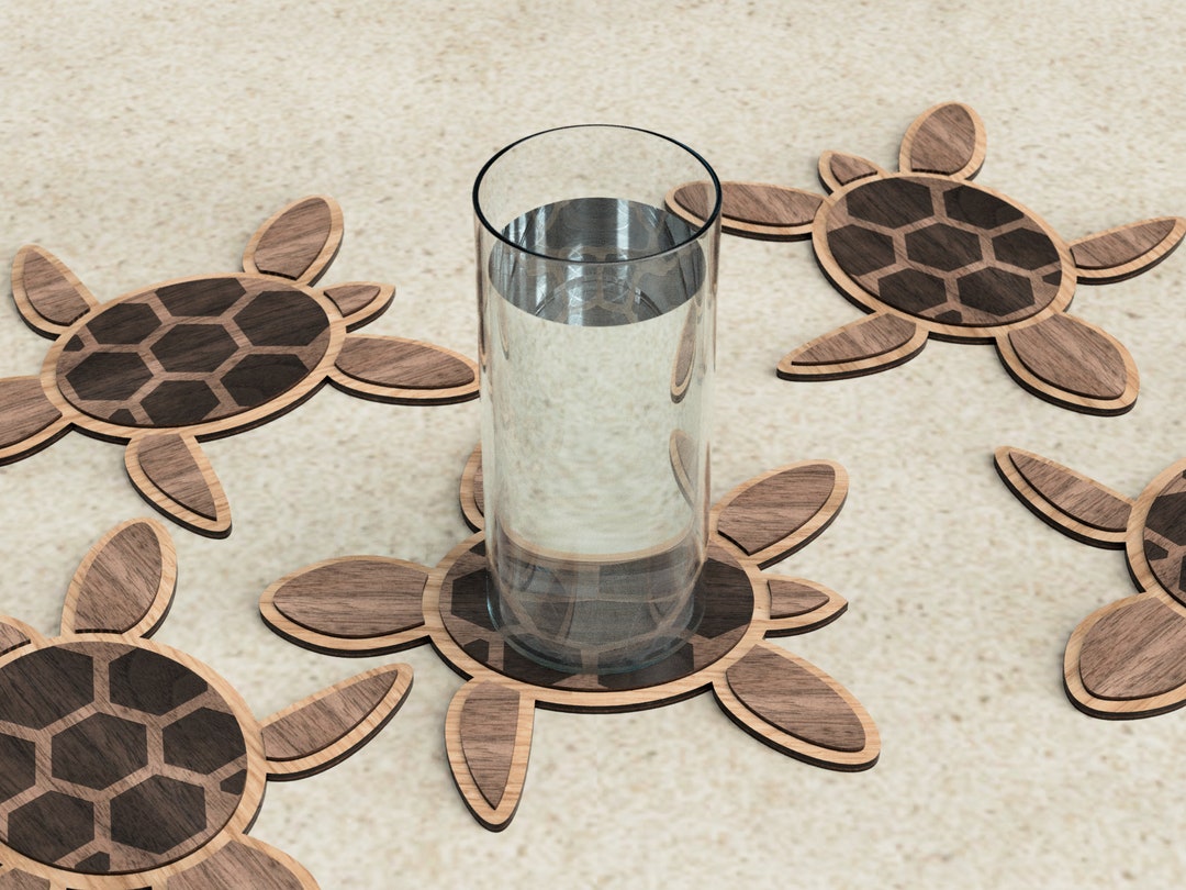 Sea Turtle SVG Coaster Laser Cut File | DXF PDF - Etsy