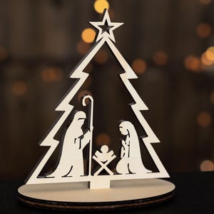 Christmas Tree Laser Cut Nativity Scene Decoration Set | 3 Minimalist ...