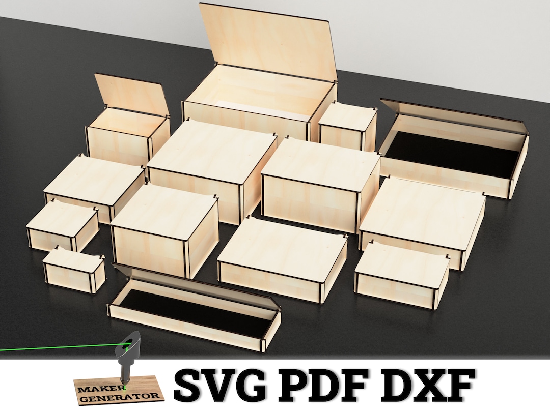 Laser Cut Box SVG Template With Flip up Lid - Storage Box - 14 ...