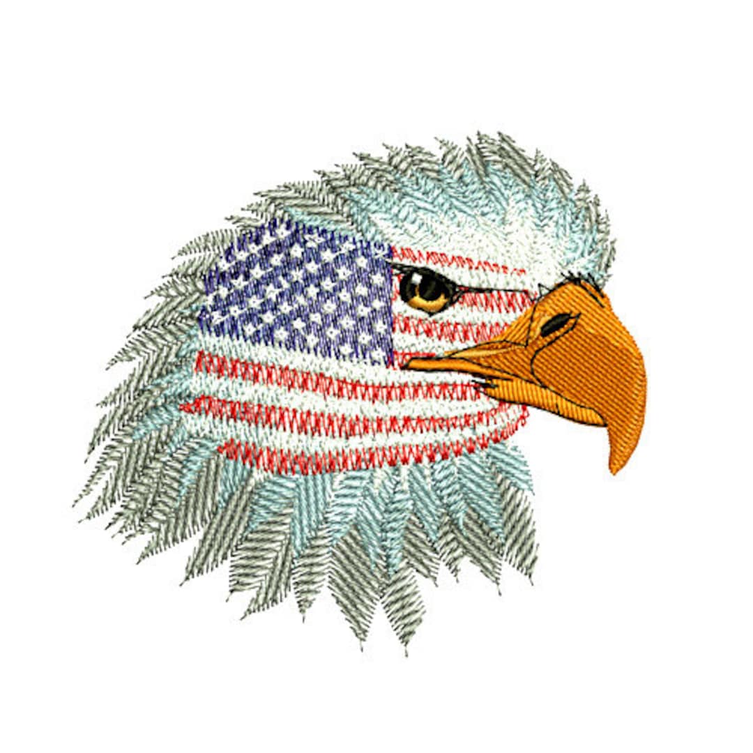 USA Flag Bald Eagle Embroidery Design - Etsy