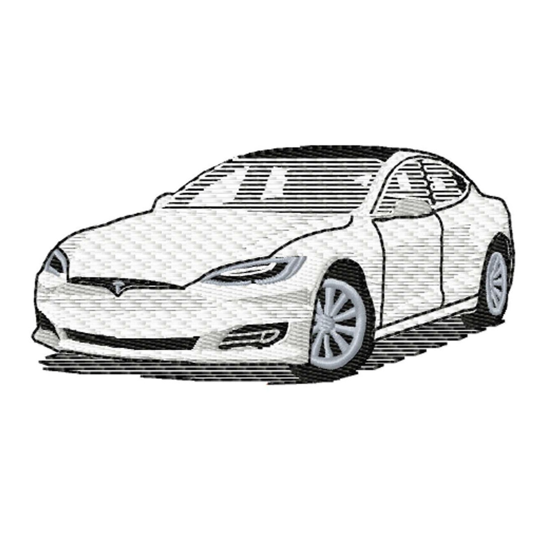 Tesla Model S Embroidery Design - Etsy