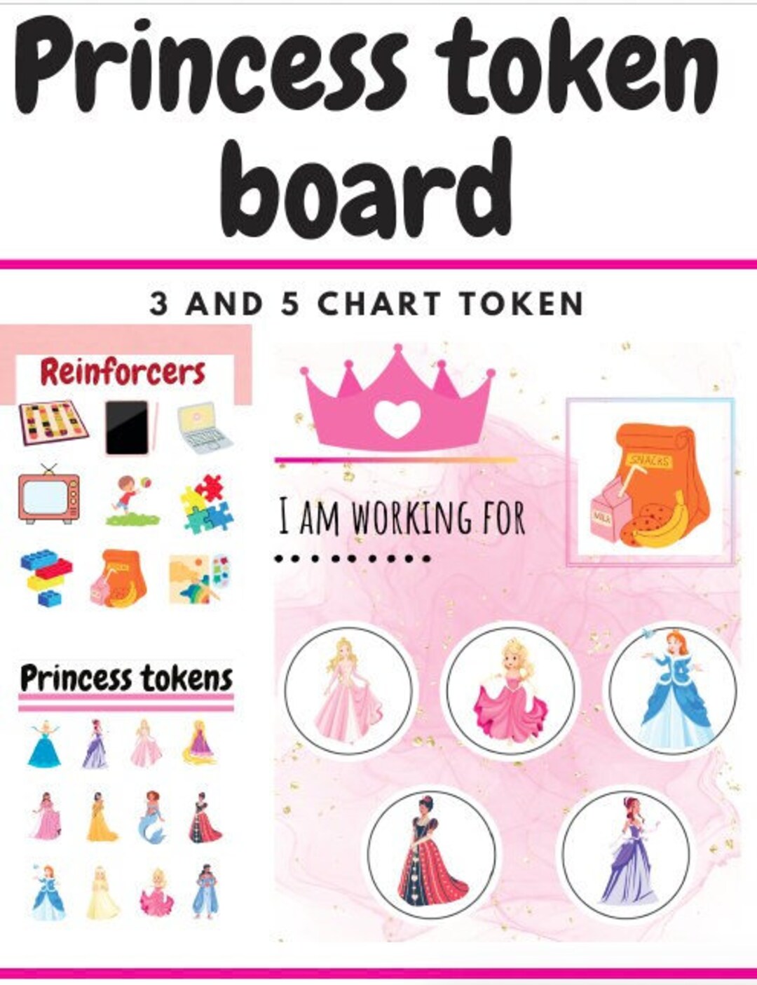 Princess Token Board - Etsy