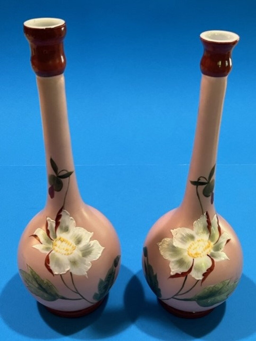 Harrach Glass Bud Vases Bohemian Hand Painted Ornamental Enamel Hand ...