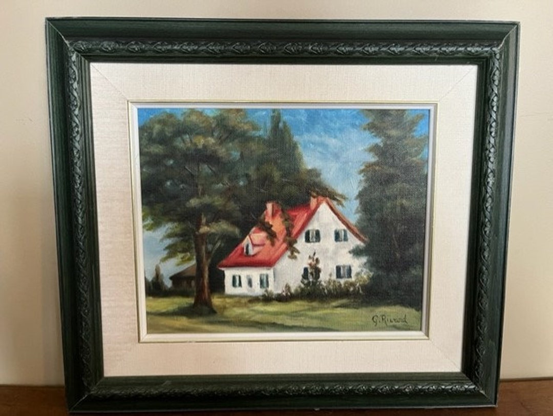 Quebec Oil Painting Red Roof House Quebec Artist Painter Signed G ...