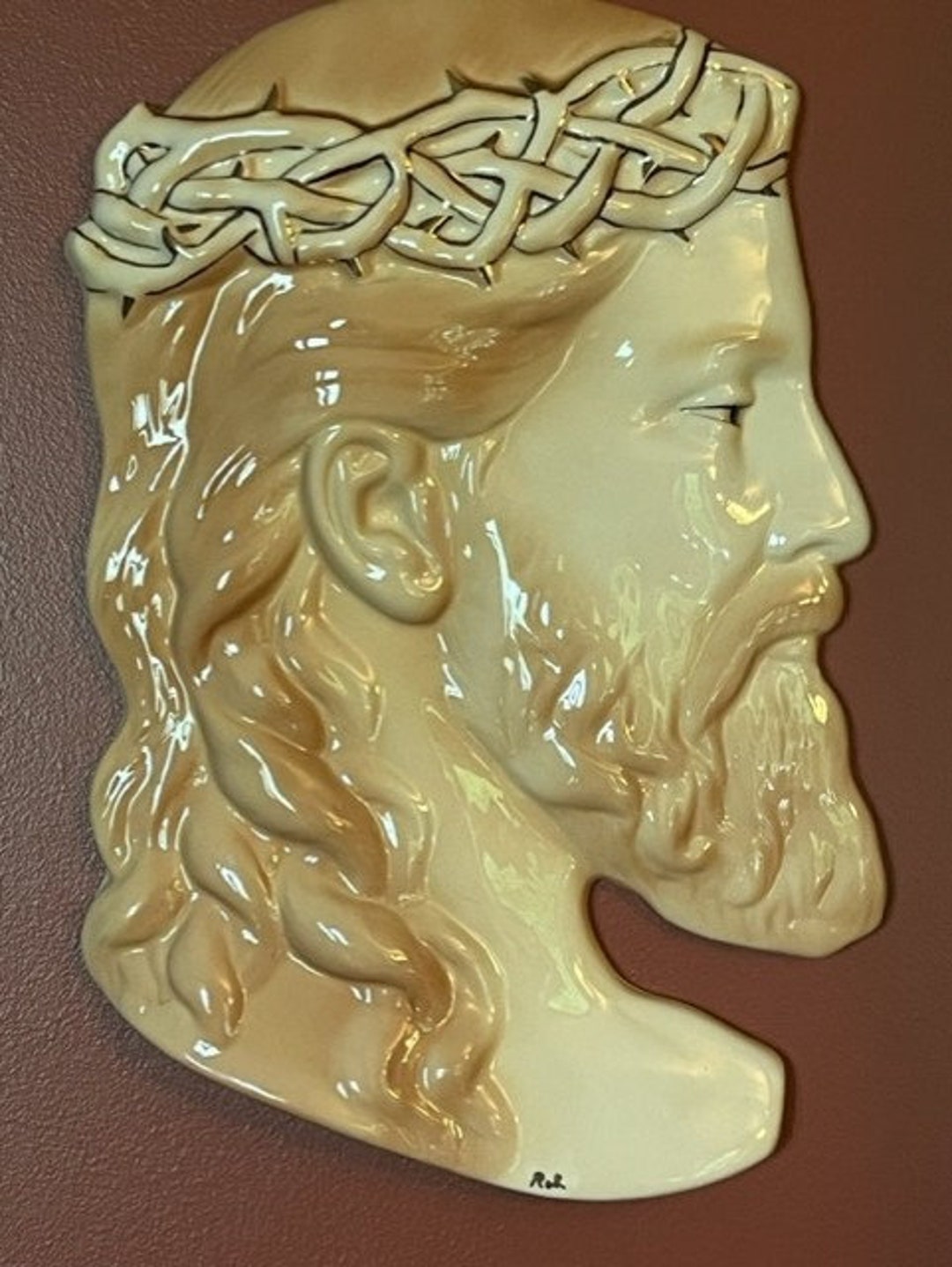 Jesus With Thorn Crown Wall Plaque Gorgeous Glazed Porcelain Wall Art ...