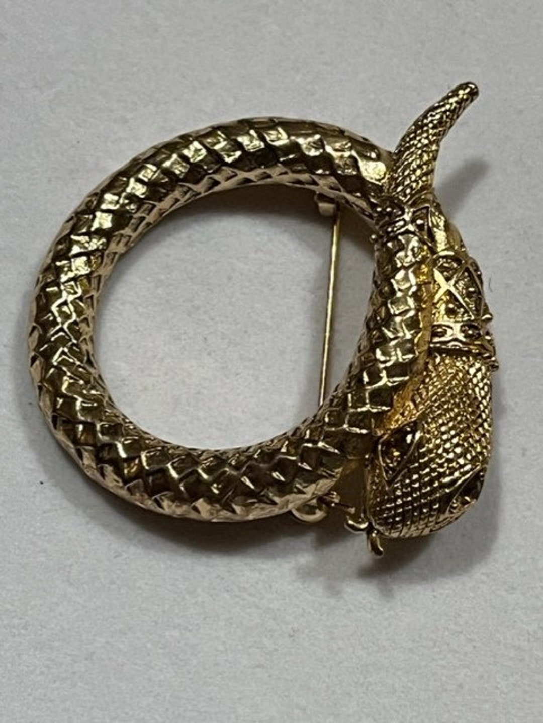 Snake Coiled Curled Gold Tone Brooch Pin Unsigned - Etsy