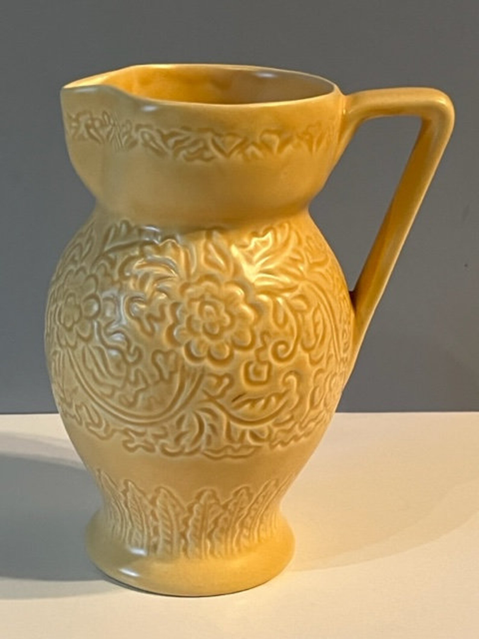 Shorter & Son Water Pitcher Peach Yellow Ceramic Pottery Art Deco 1930 ...