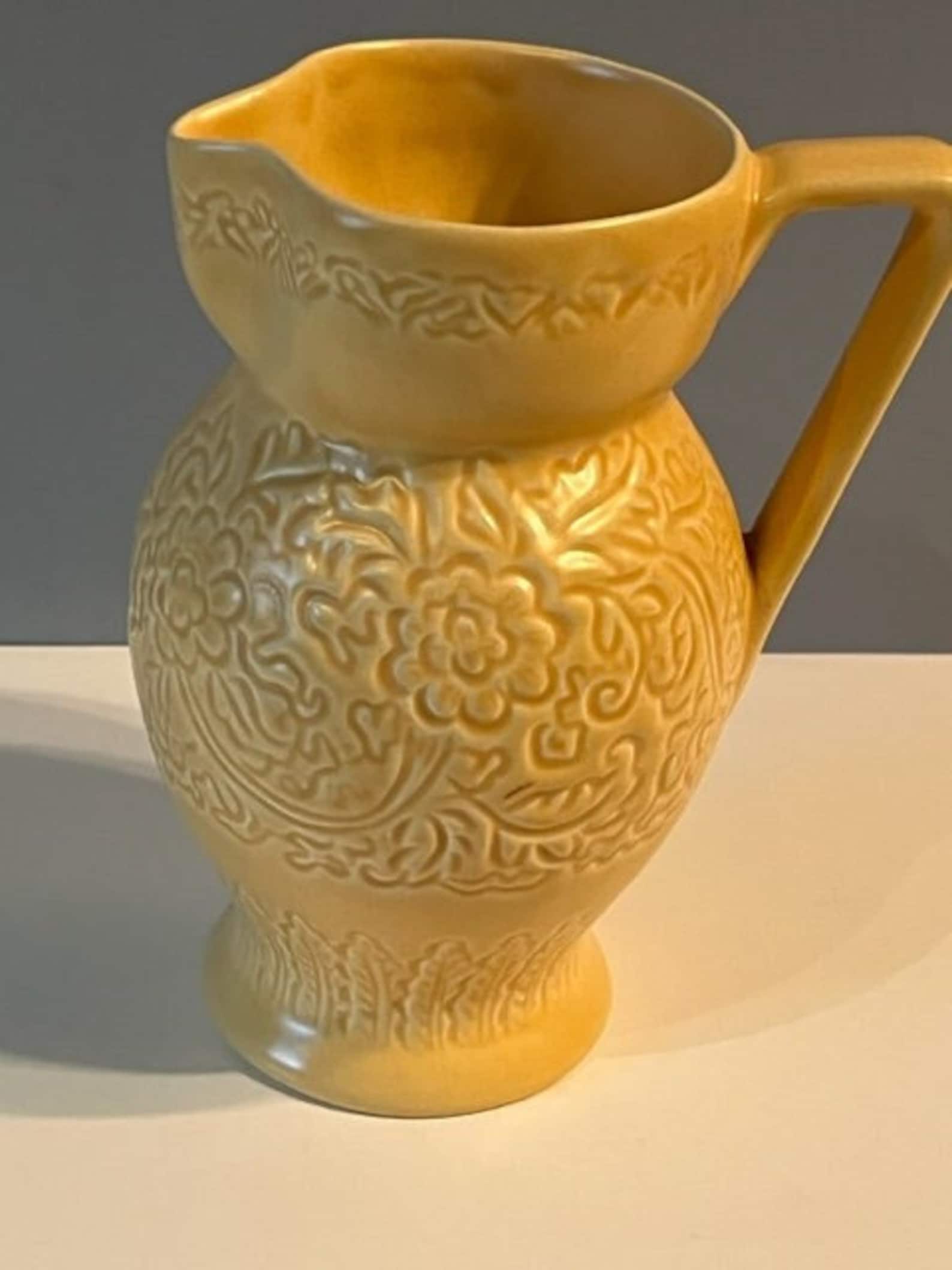 Shorter & Son Water Pitcher Peach Yellow Ceramic Pottery Art Deco 1930 ...