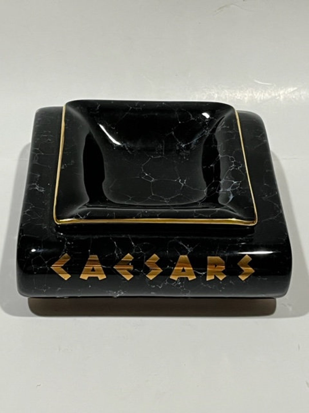 Ashtray Black Faux Marble Look Ashtray Collectors Man Cave Las - Etsy