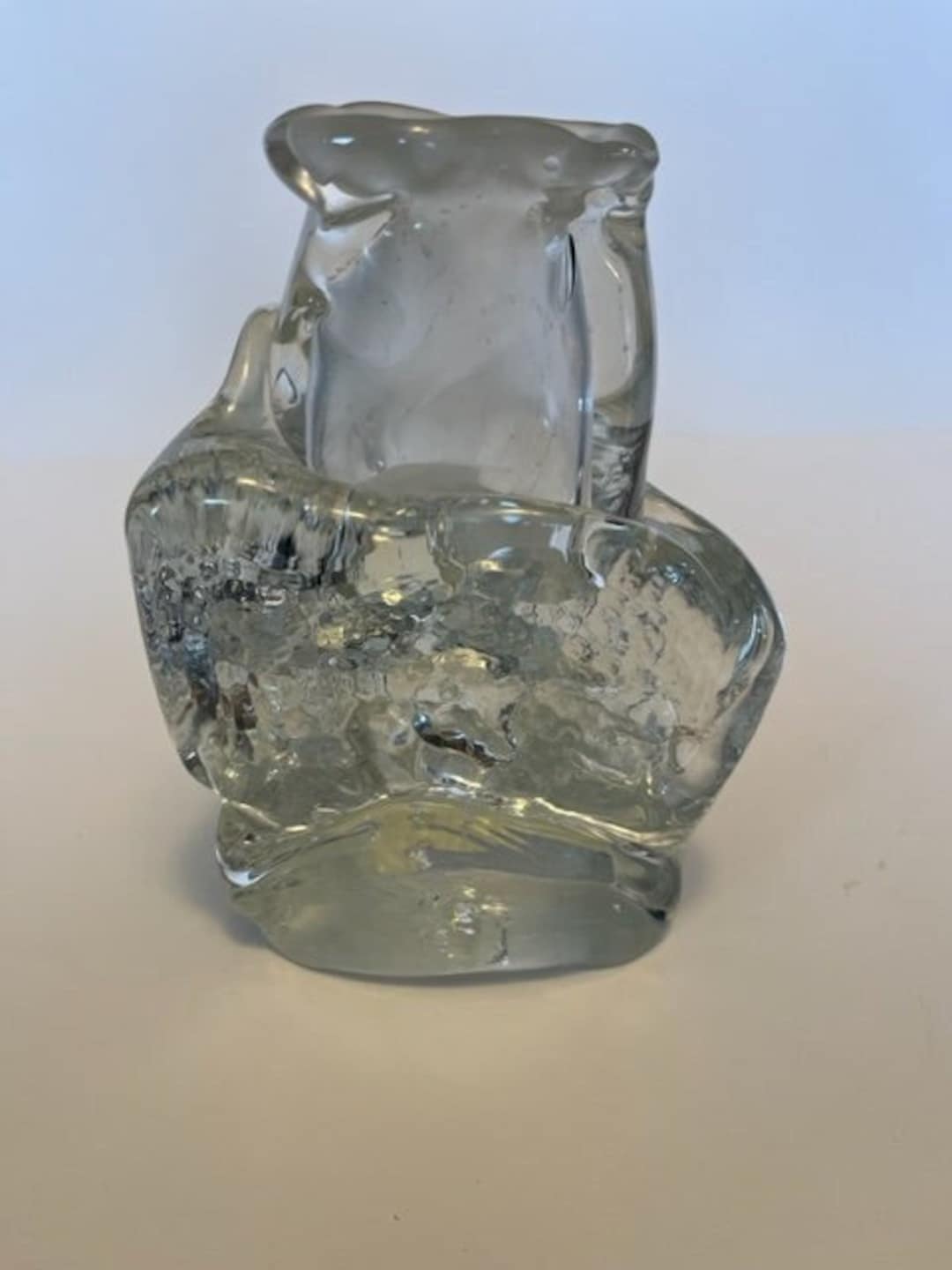 Ice Glass Ice Crystal Sculpture Vase Pukeberg Style Vase Signed by ...