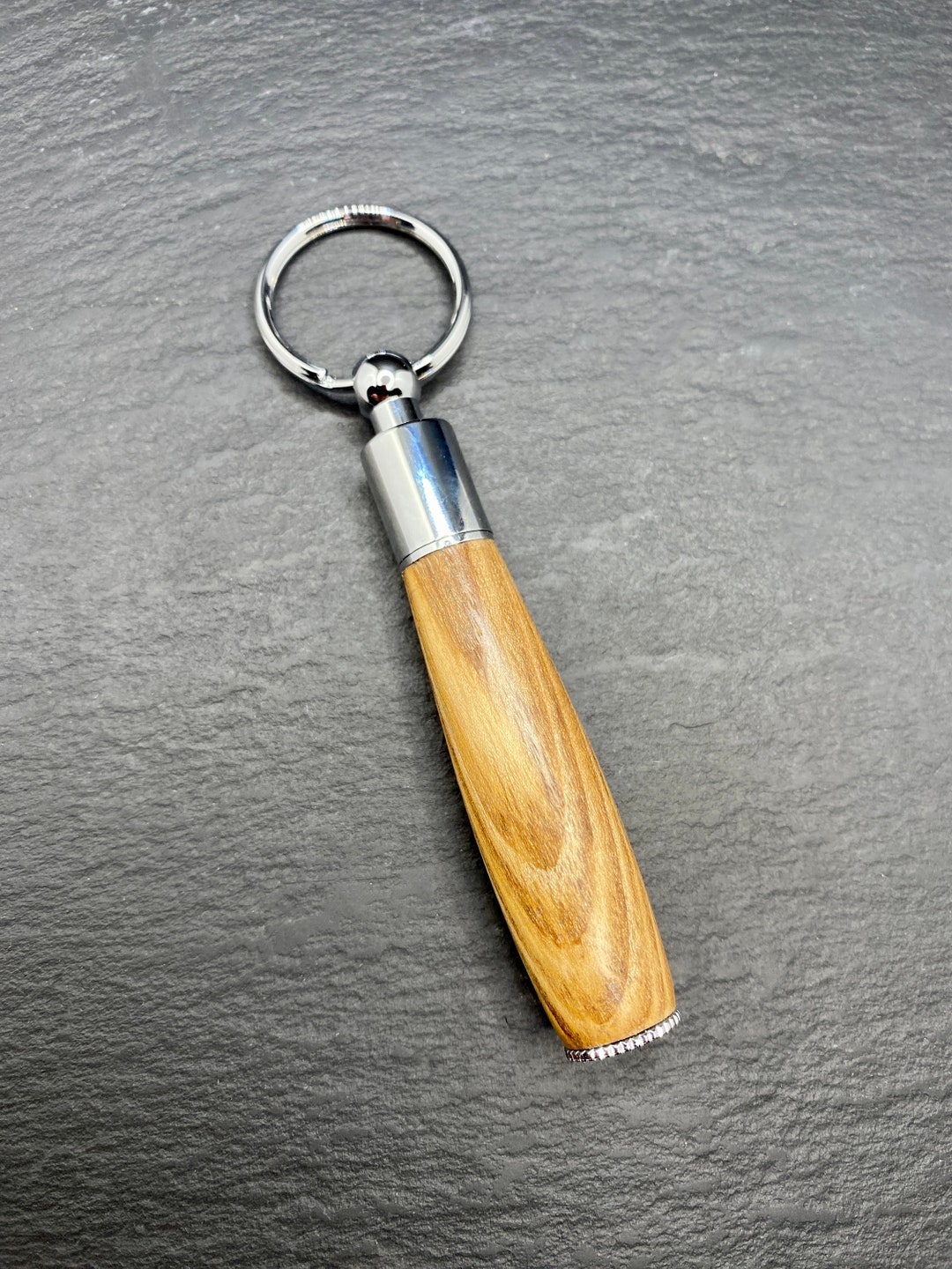 Handmade Chrome Keyring Pen Wood Ash Natural Beautiful Gift Attach to ...