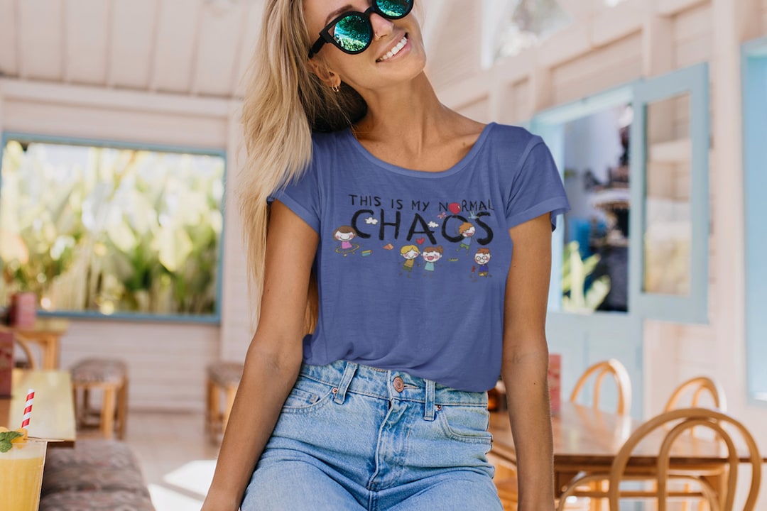 Normal Chaos Chaos 5 Kids 3 Boys 2 Girls Mom Dad Funny T-shirt Silly ...