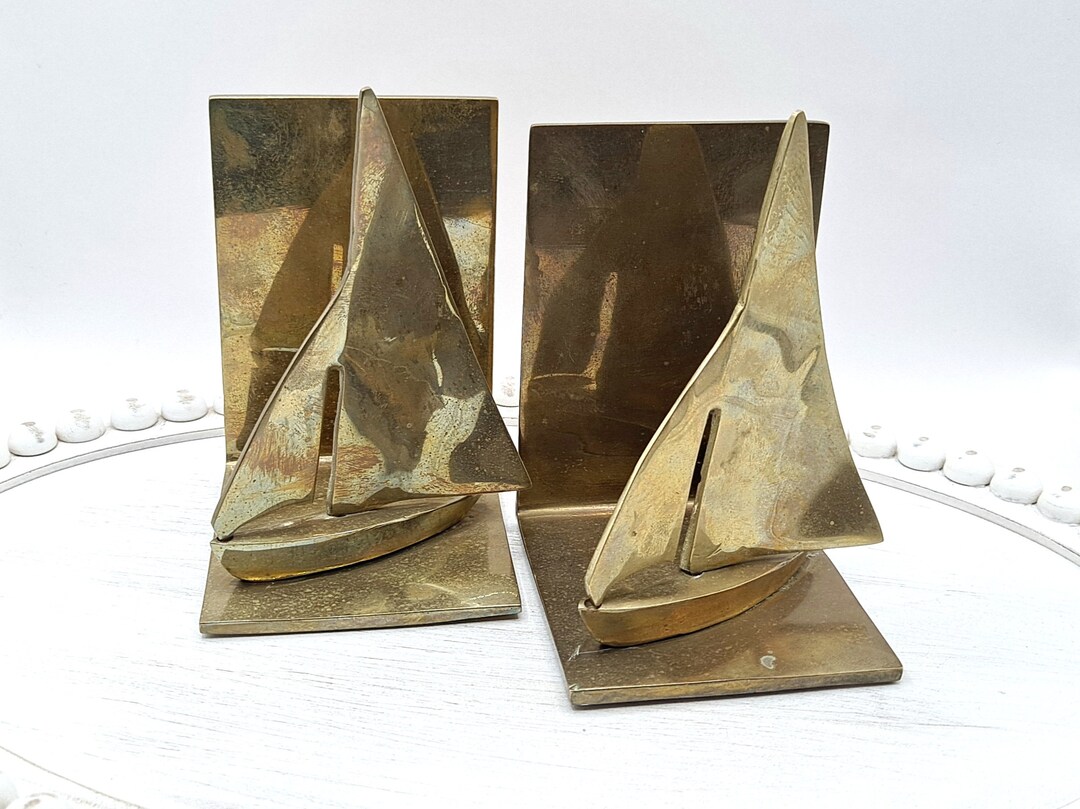 Vintage Brass Sailboat Bookends: Nautical Office Decor - Etsy