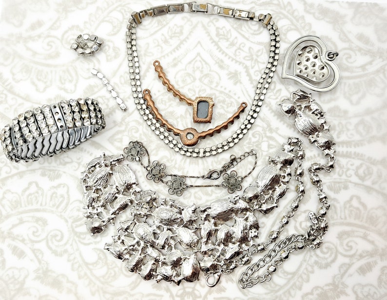 Rhinestone Jewelry Craft Lot - Vintage to Modern Pieces & Parts for ...