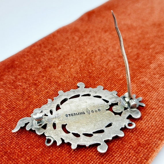 Antique Deitsch Brothers Sterling Silver Brooch with … - Gem
