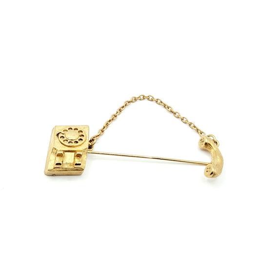 Vintage Stick Pin Golden Telephone - Mid Century Rota… - Gem