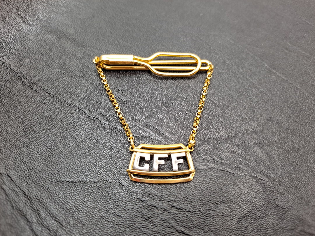 Men's Vintage CFF Initials Tie Bar & Chain - 1940's Letters CFF Mixed ...
