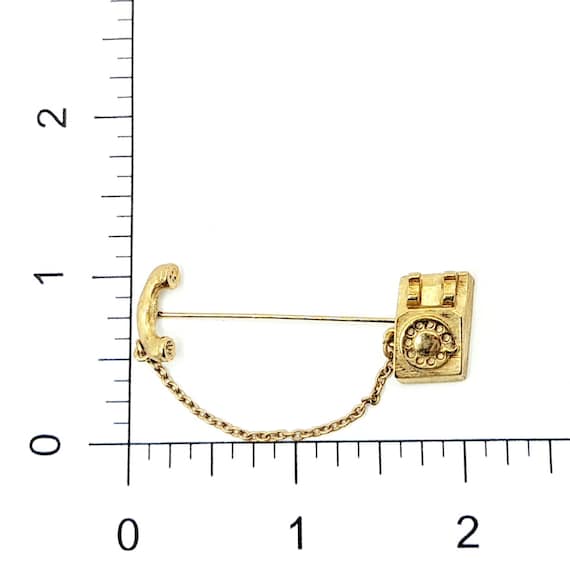 Vintage Stick Pin Golden Telephone - Mid Century Rota… - Gem
