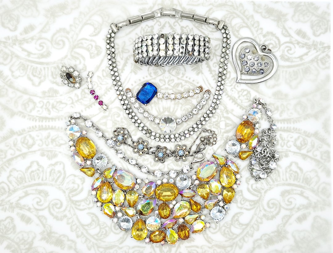 Rhinestone Jewelry Craft Lot - Vintage to Modern Pieces & Parts for ...