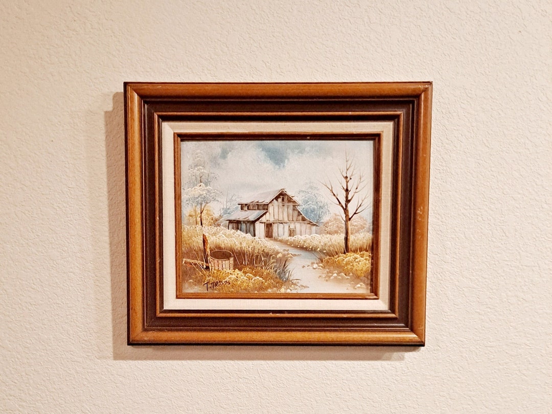 Vintage Original Farmhouse Oil Painting - Country Barn Scene - Signed ...