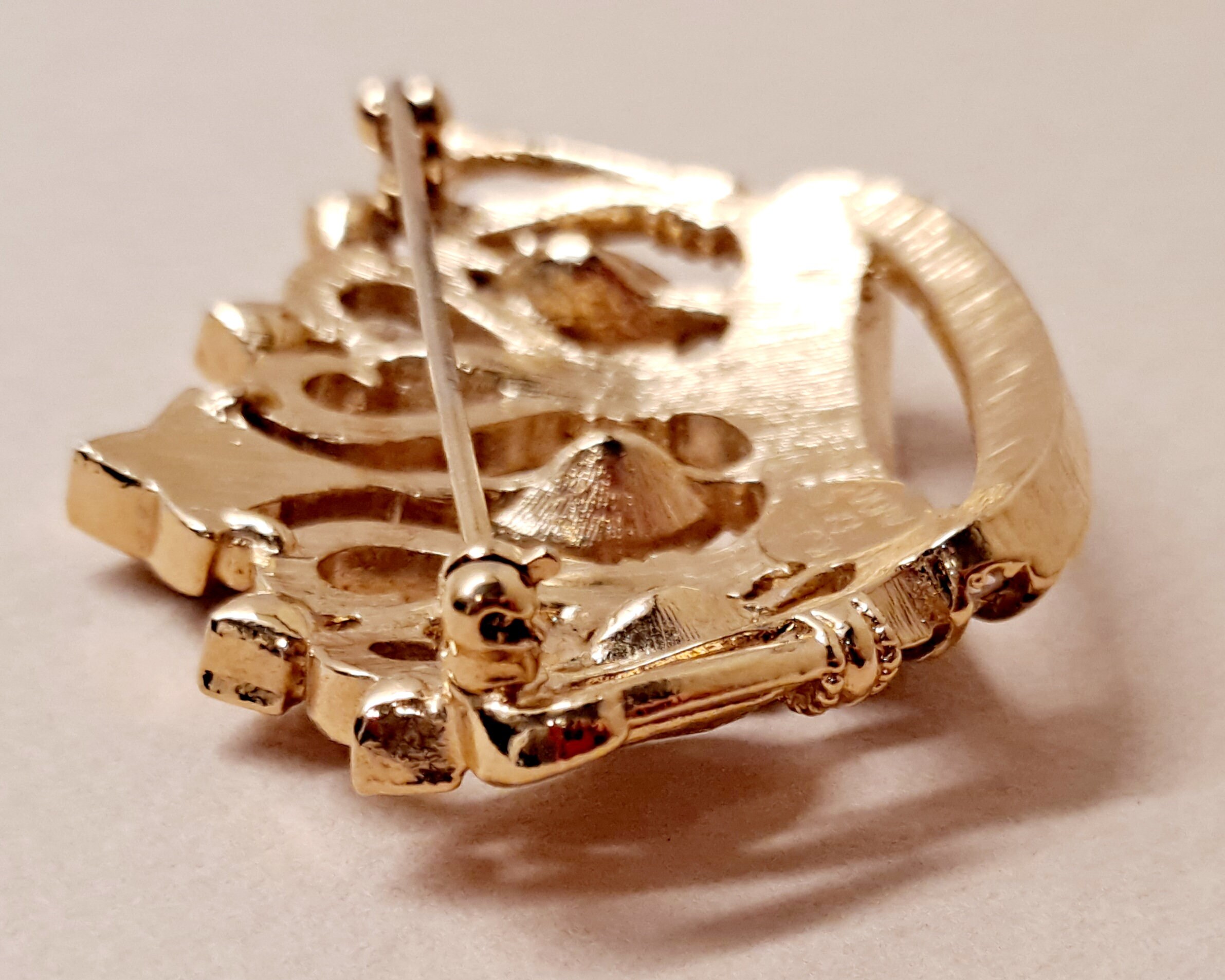 Vintage Kenneth Jay Lane Golden Crown Brooch KJL for Avon Crystal ...