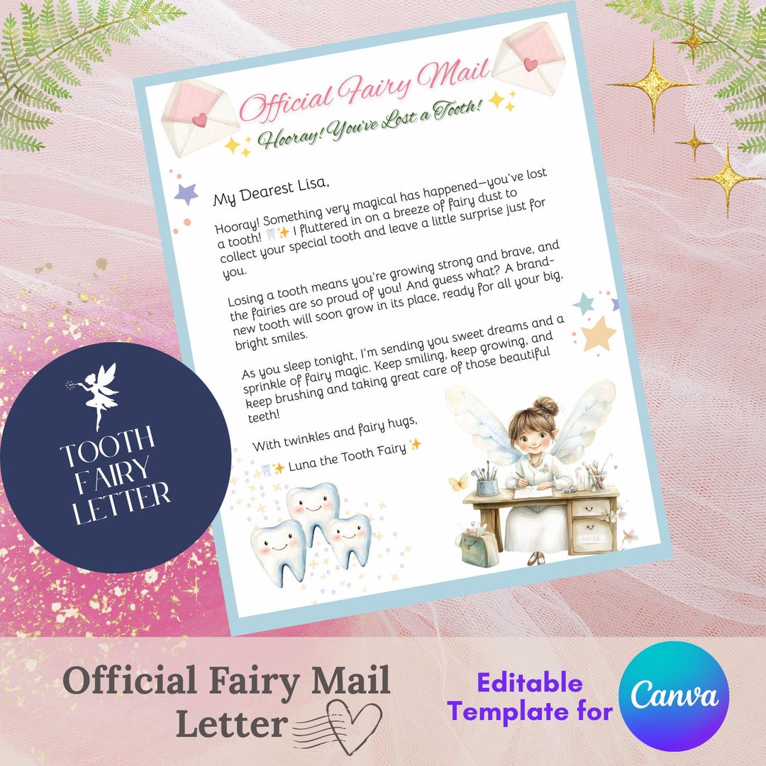 Tooth Fairy Letter, Fairy Mail, Fairy Note, Fairy, Fairy Pillow Note ...