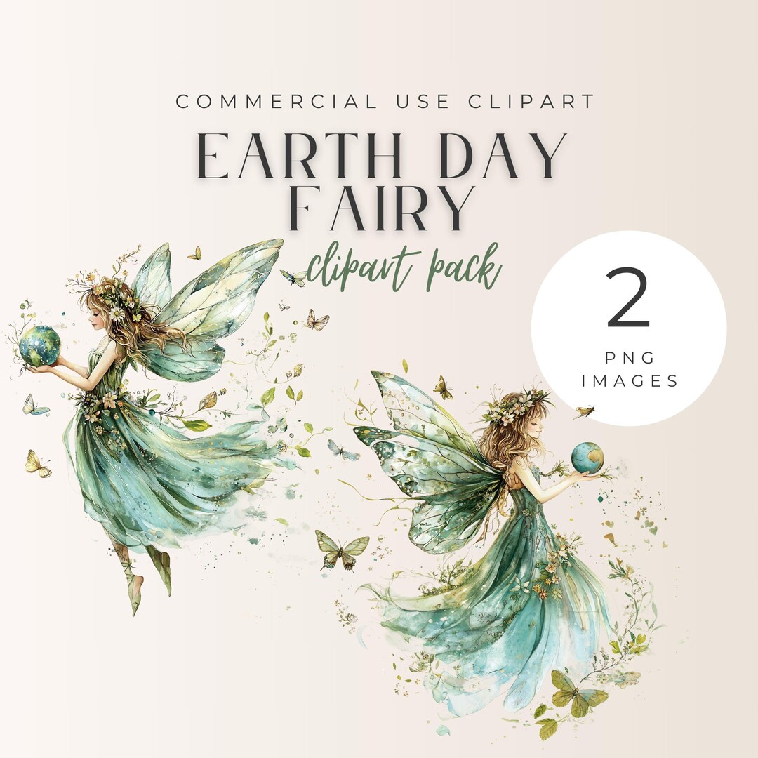 Earth Day Fairies, Watercolor Clipart Pack, Party Decor, Transparent ...