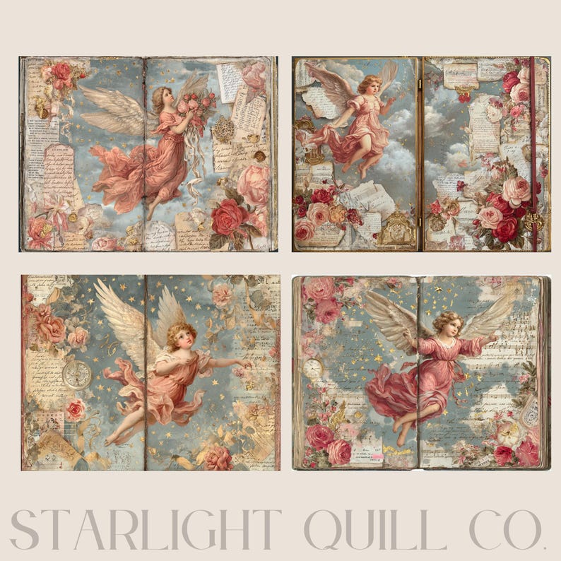 Victorian Valentine's Cupids & Roses Junk Journal Pages, Scrapbook ...