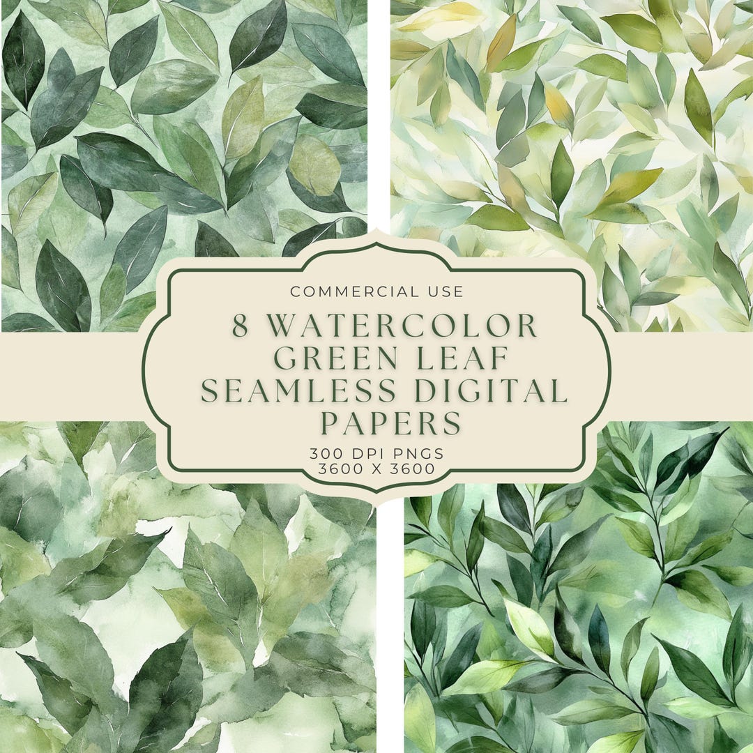 Green Leaf Seamless Digital Patterns, Fabric Pattern, Digital ...