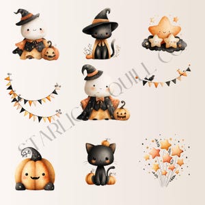 Boo Crew Cuties Watercolor Clipart Pack, Halloween, Friendly Ghosts ...