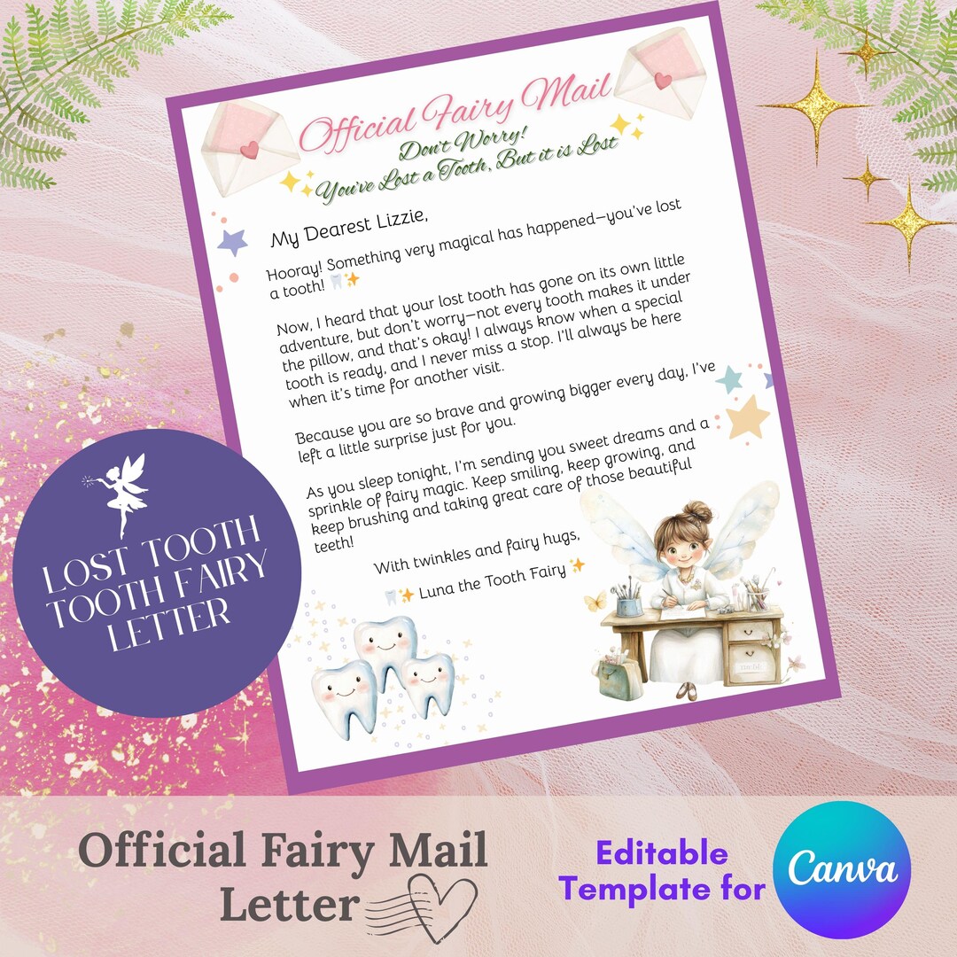 Lost Tooth Tooth Fairy Letter, Fairy Mail, Fairy Note, Fairy, Fairy ...