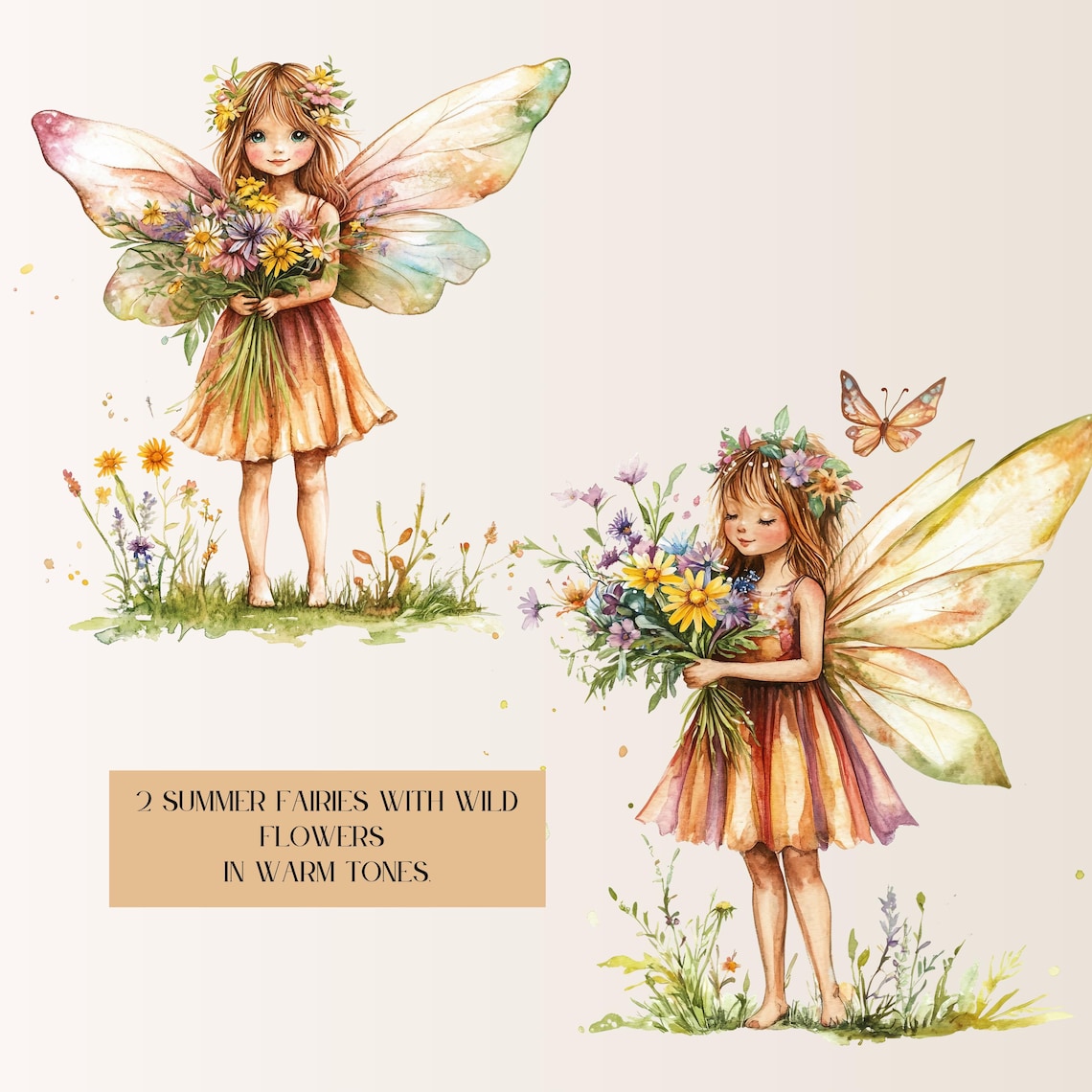 Summer Garden Fairy, Watercolor Clipart, Wildflowers, Magic Garden ...