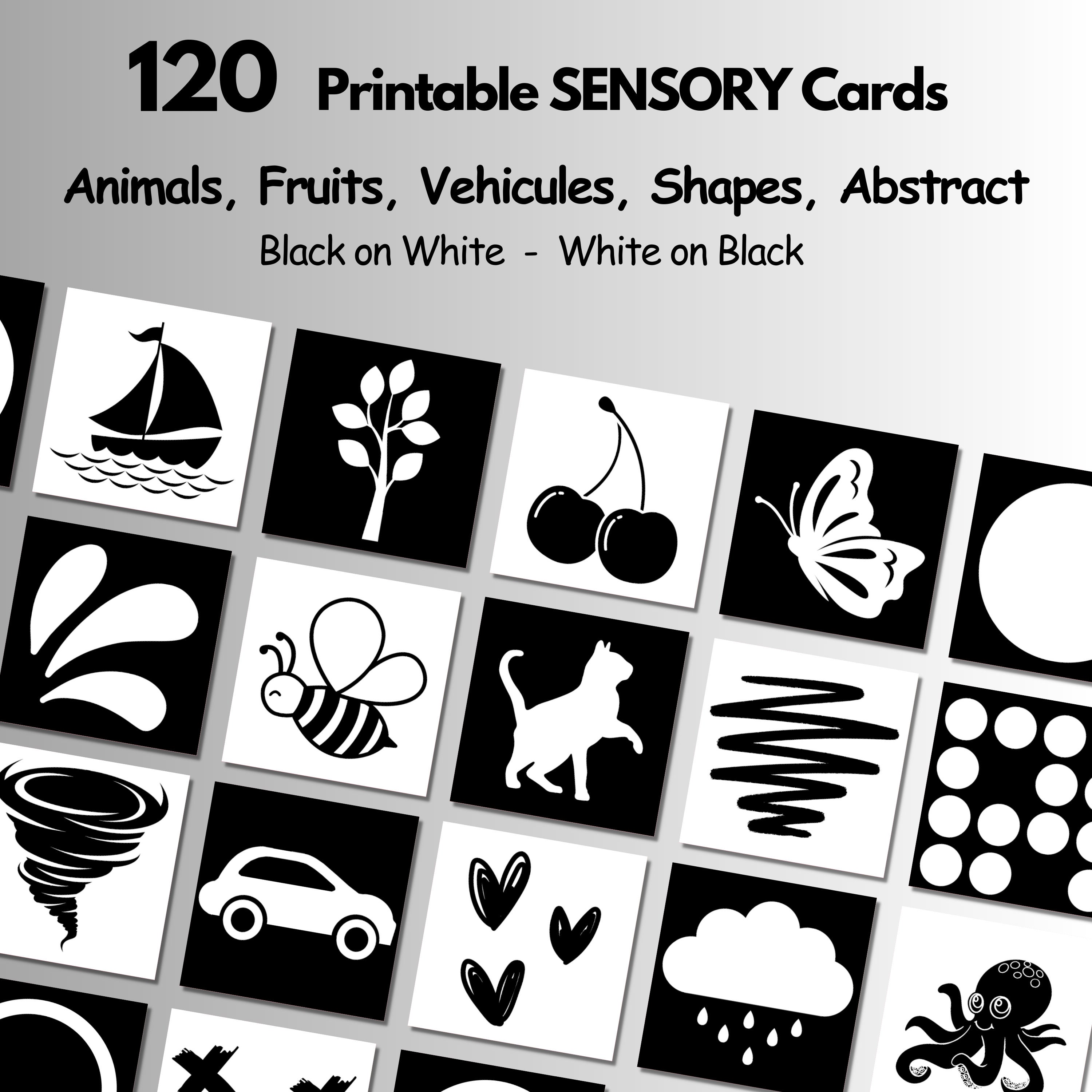 120 Montessori Baby Sensory Cards, Baby Cards, Cards for Babies ...