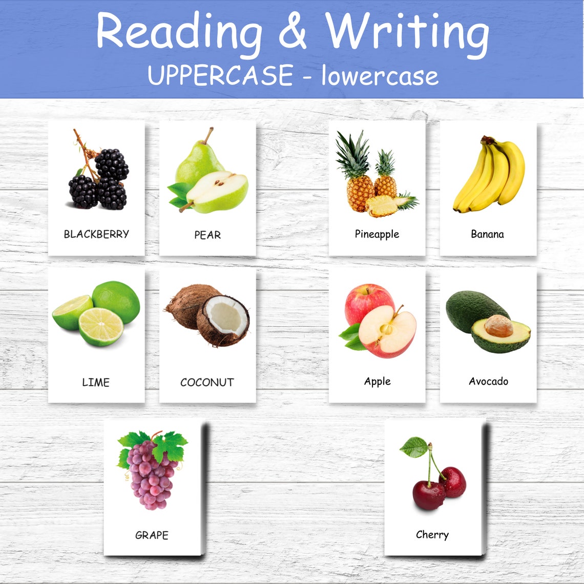 FRUITS Montessori Cards, Editable Cards, Montessori Printable, Flash ...