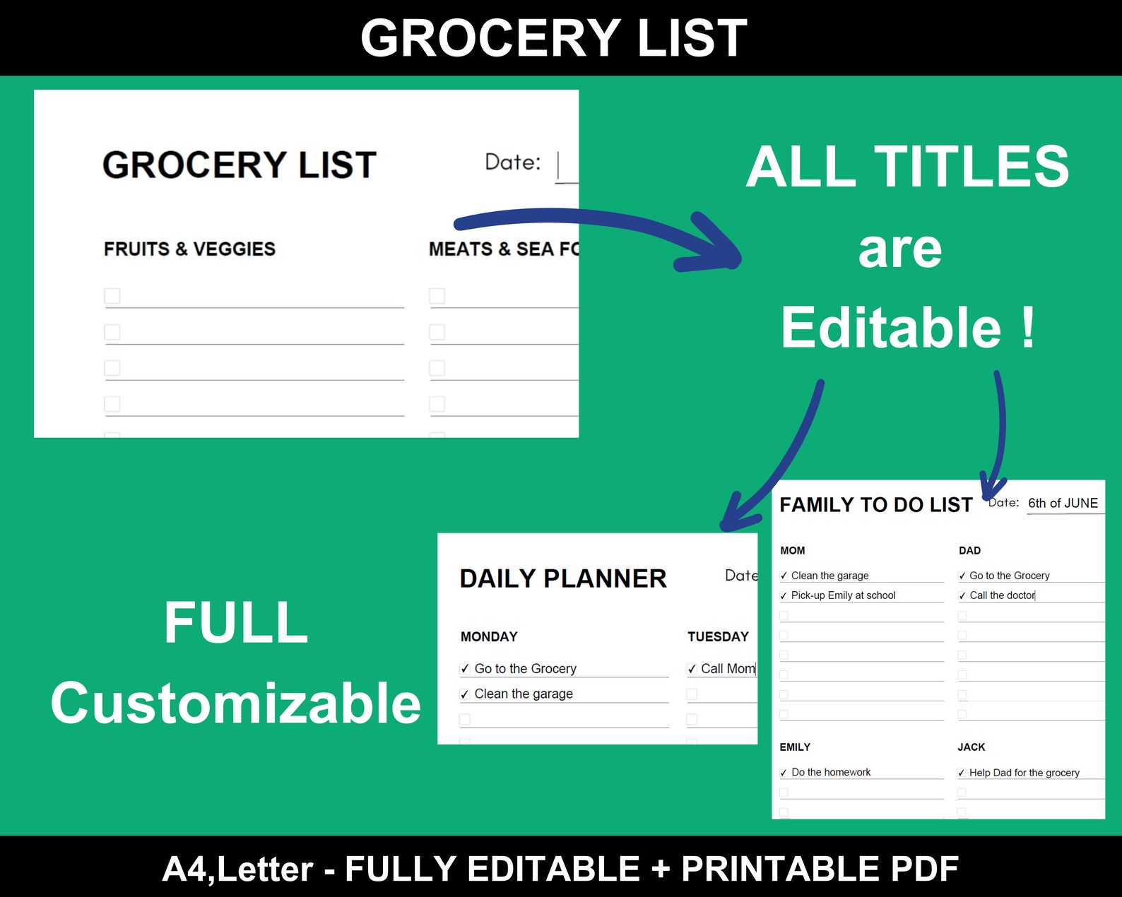 Editable Grocery List, Grocery List Template, Food Shopping List ...