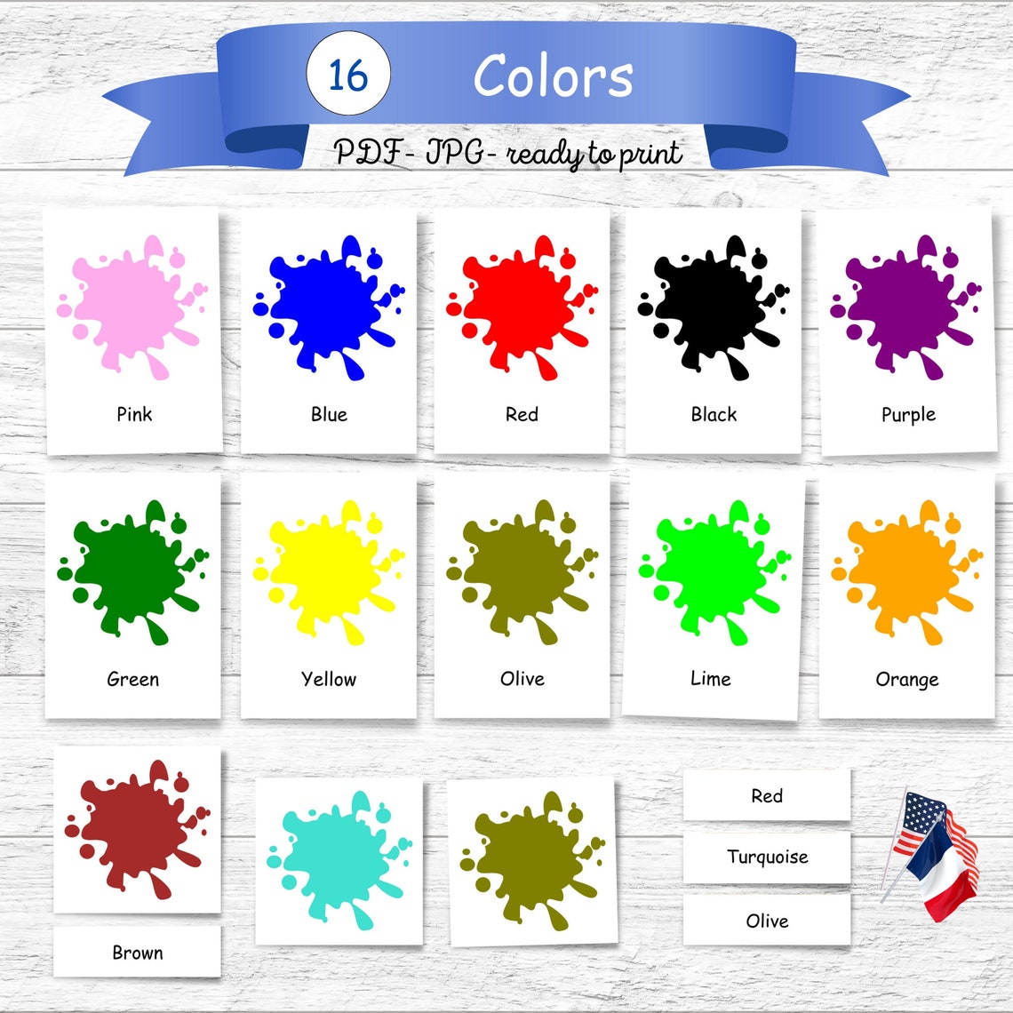 COLORS Montessori Cards, Editable Cards, Montessori Printable, Flash ...