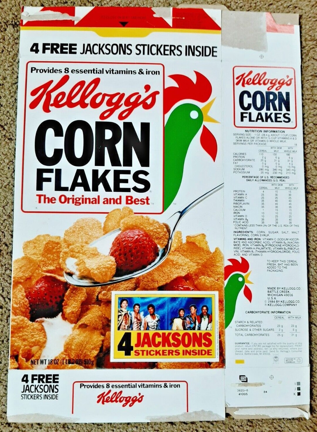 Kellogg's Corn Flakes Flat Cereal Box Jacksons Tour - Etsy