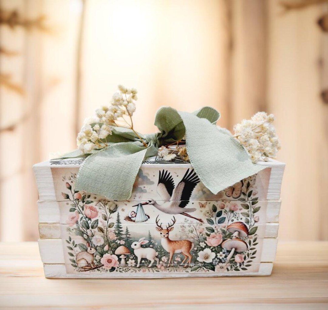 Woodland Baby Shower Decor Cottagecore Book Stack Nursery Shelf Accent ...