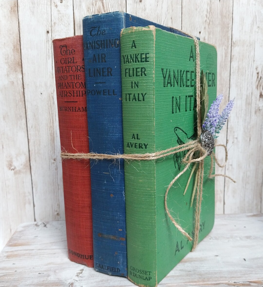 Vintage Aviation Airplane Flying Book Set, Antique Decorative Books ...