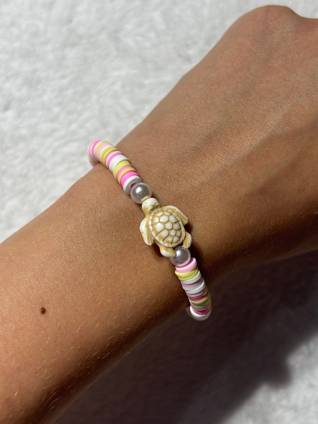Light Pink Lemonade Turtle Charm Bracelet-summer Bracelet-trendy ...