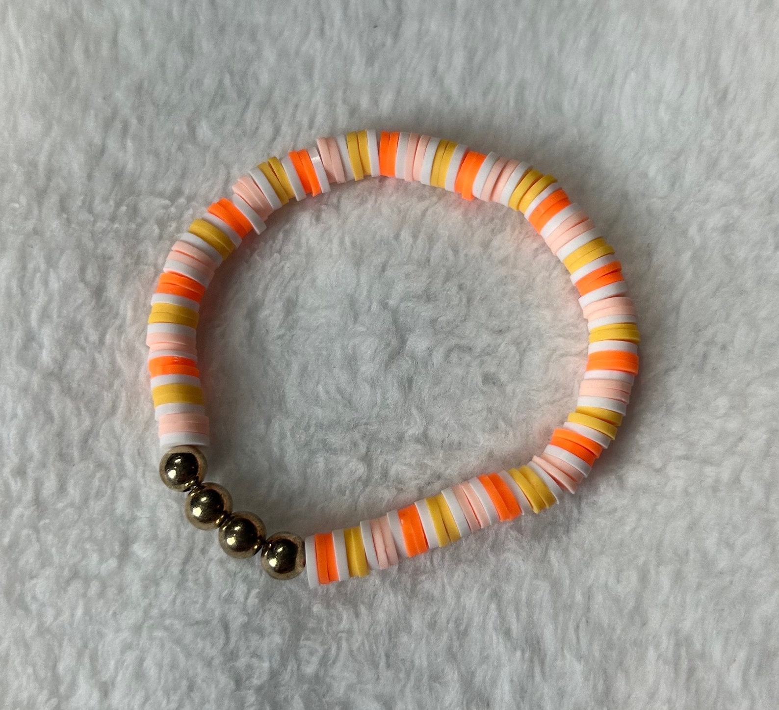 Orange Sunset and Flower Heishi/clay Beaded Bracelet Set-trendy-summer ...